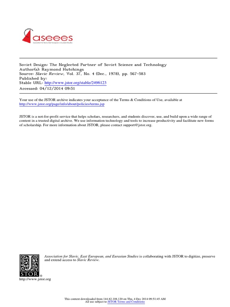 Soviet Design: The Neglected Partner of Soviet Science and Technology ...