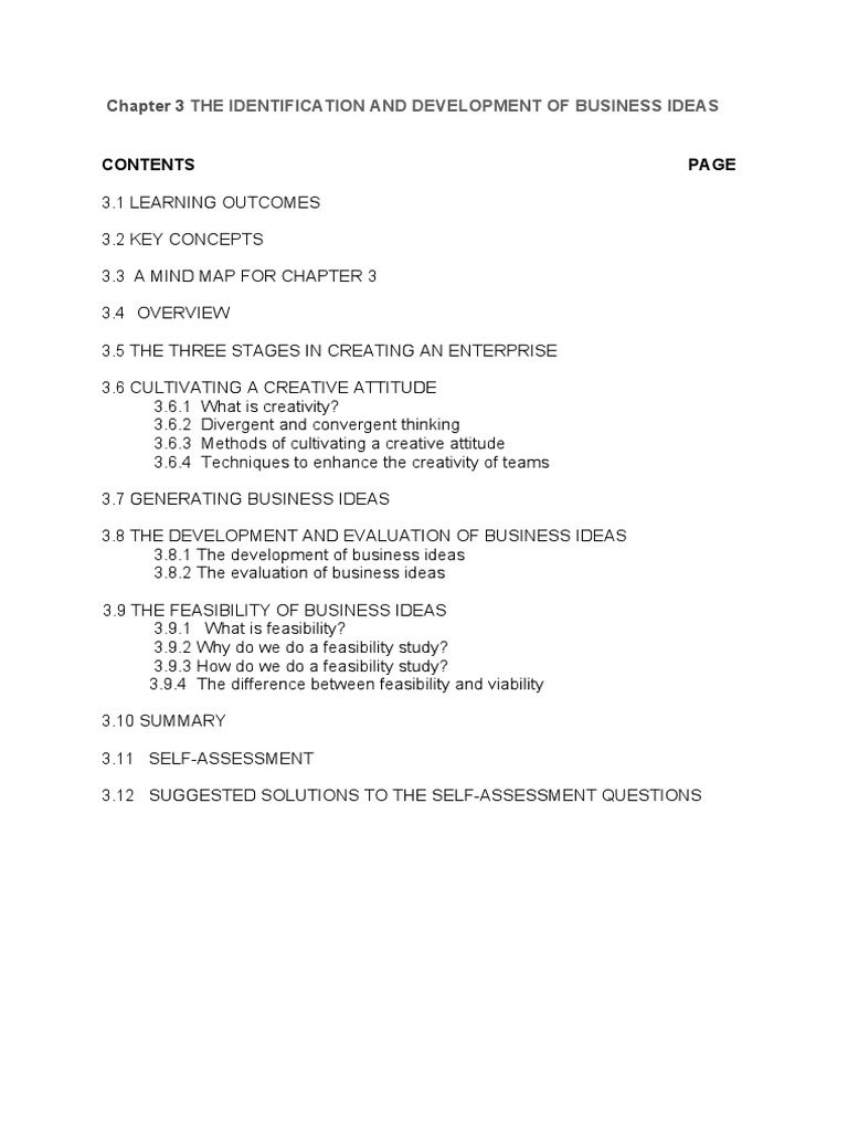 Chapter 3 The Identification and Development of Business Ideas | PDF ...