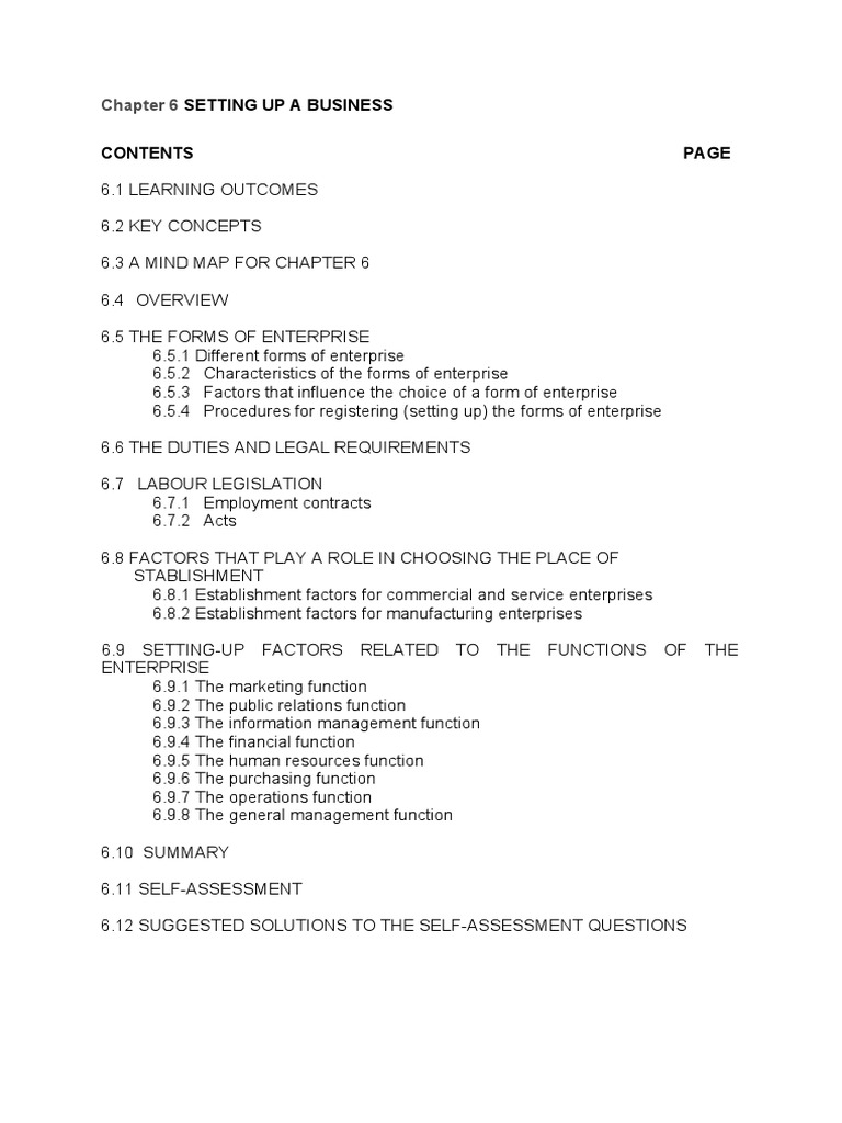 Chapter 6 Setting Up A Business | PDF | Employment | Marketing Chapter 6 Setting Up A Business | PDF | Employment | Marketing
