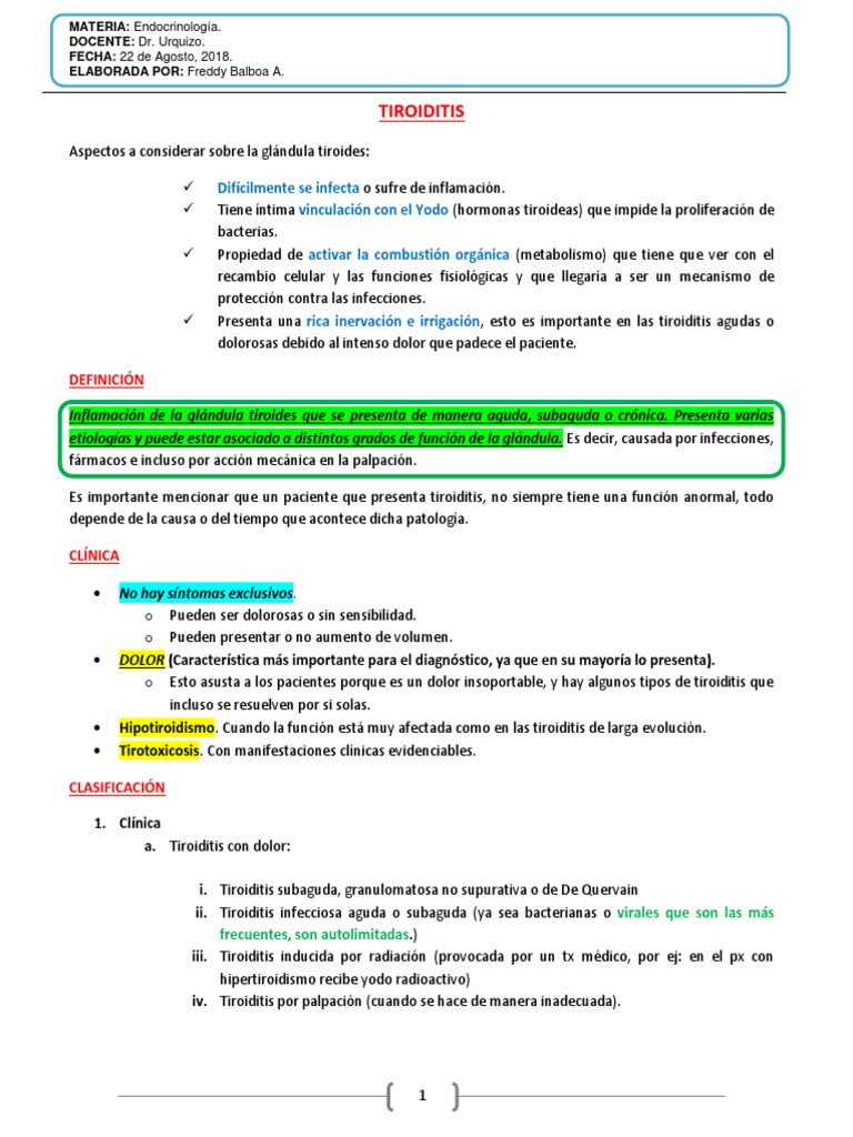 Tiroiditis: Tipos y Evolución Clínica | PDF | Hipertiroidismo | Tiroides