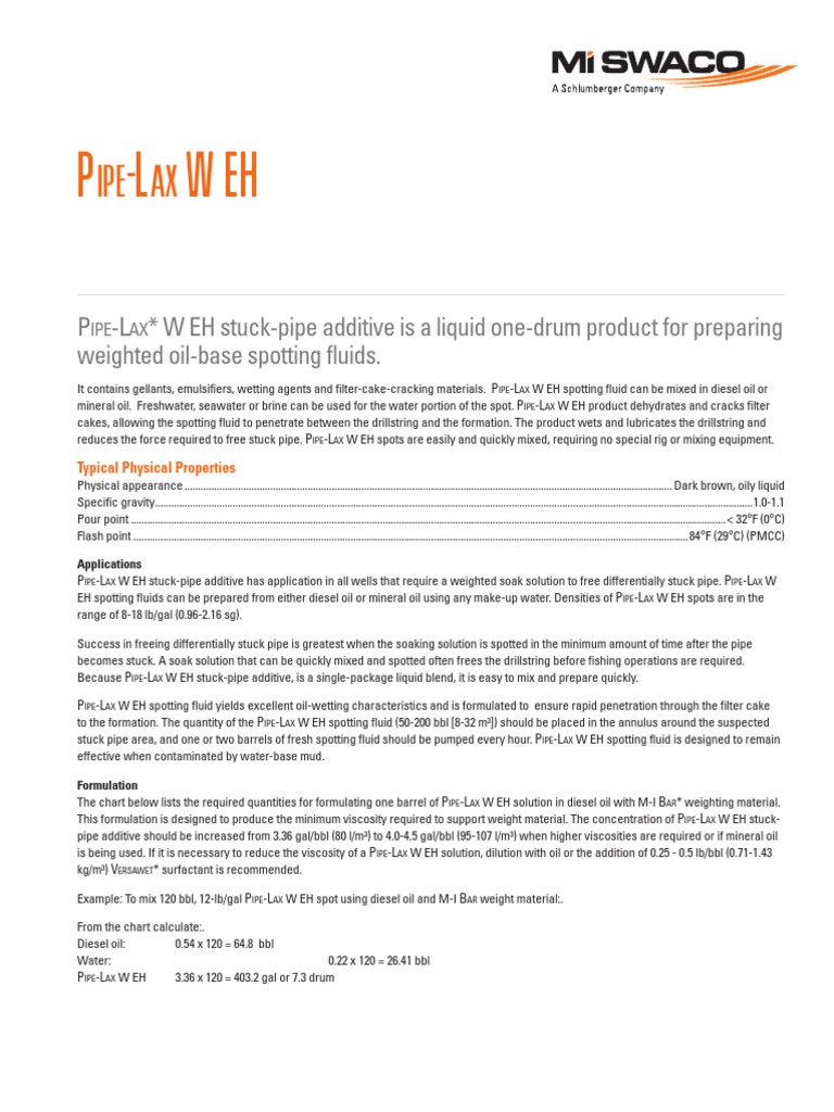 Pipe Lax W Eh Ps | PDF | Barrel (Unit) | Viscosity