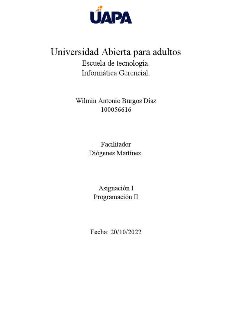 Tarea 1. Programacion II | PDF | Lenguaje de programación | Objeto (informática)