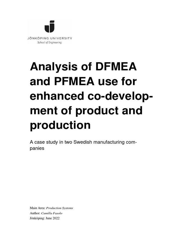 Analysis of DFMEA and PFMEA | PDF | Swot Analysis | Risk