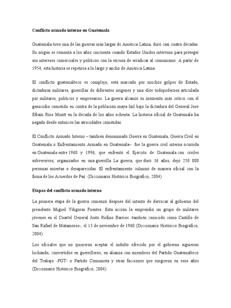 Conflicto armado en Guatemala: historia y causas | PDF | Guatemala ...