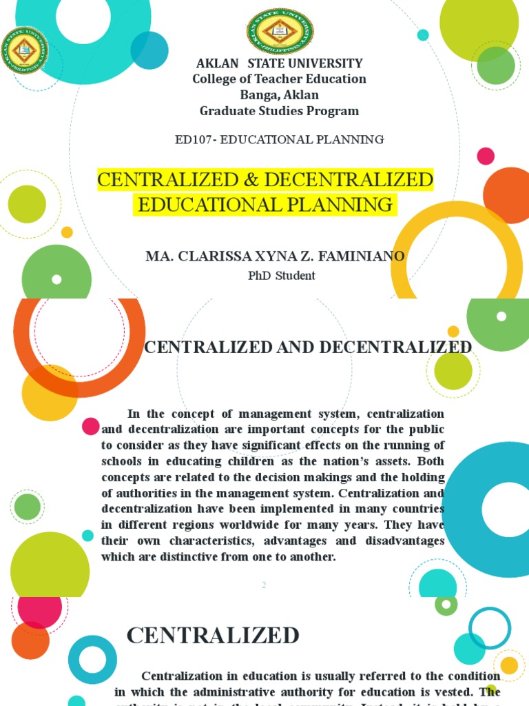 Educ. Planning | PDF | Decentralization | Decision Making
