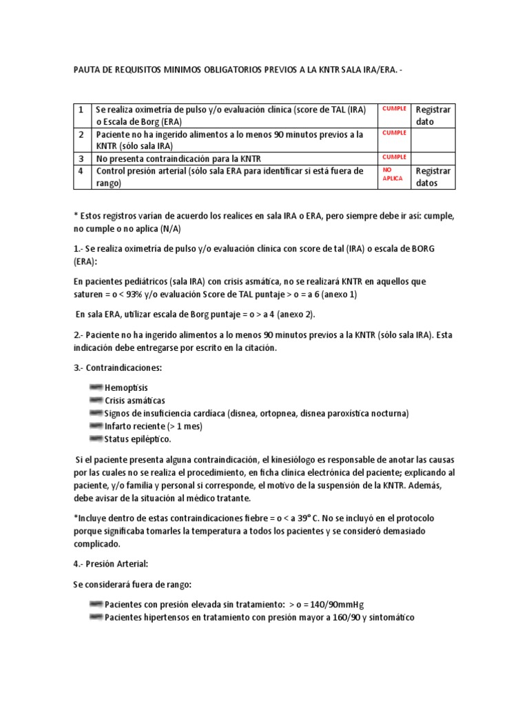 Pauta de Requisitos Minimos Previa A La KNTR | PDF | Presión sanguínea ...