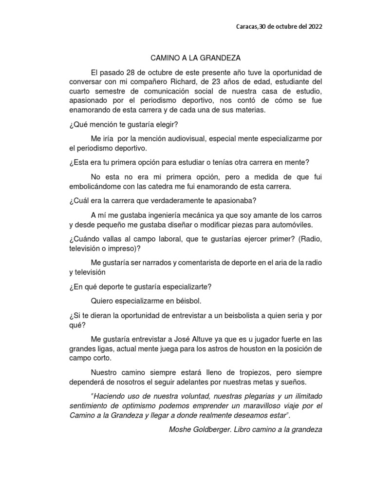 Entrevista Escrita | PDF