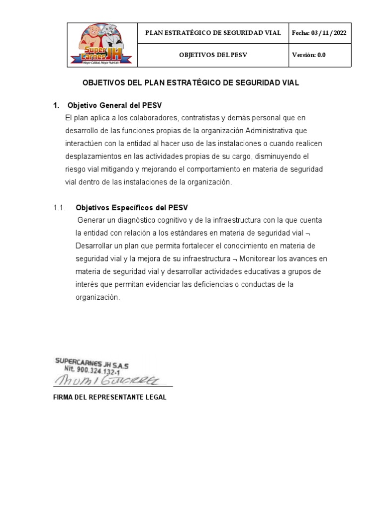 Objetivos Del Pesv | PDF
