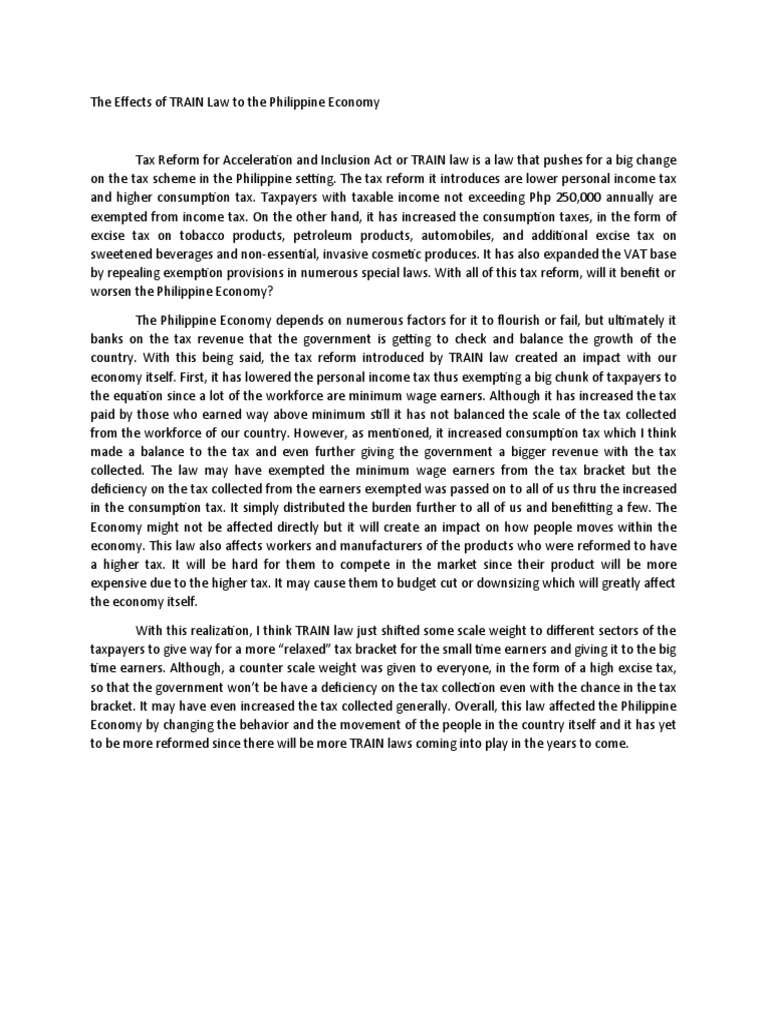 The Effects of TRAIN Law To The Philippine Economy | PDF | Taxes | Taxation