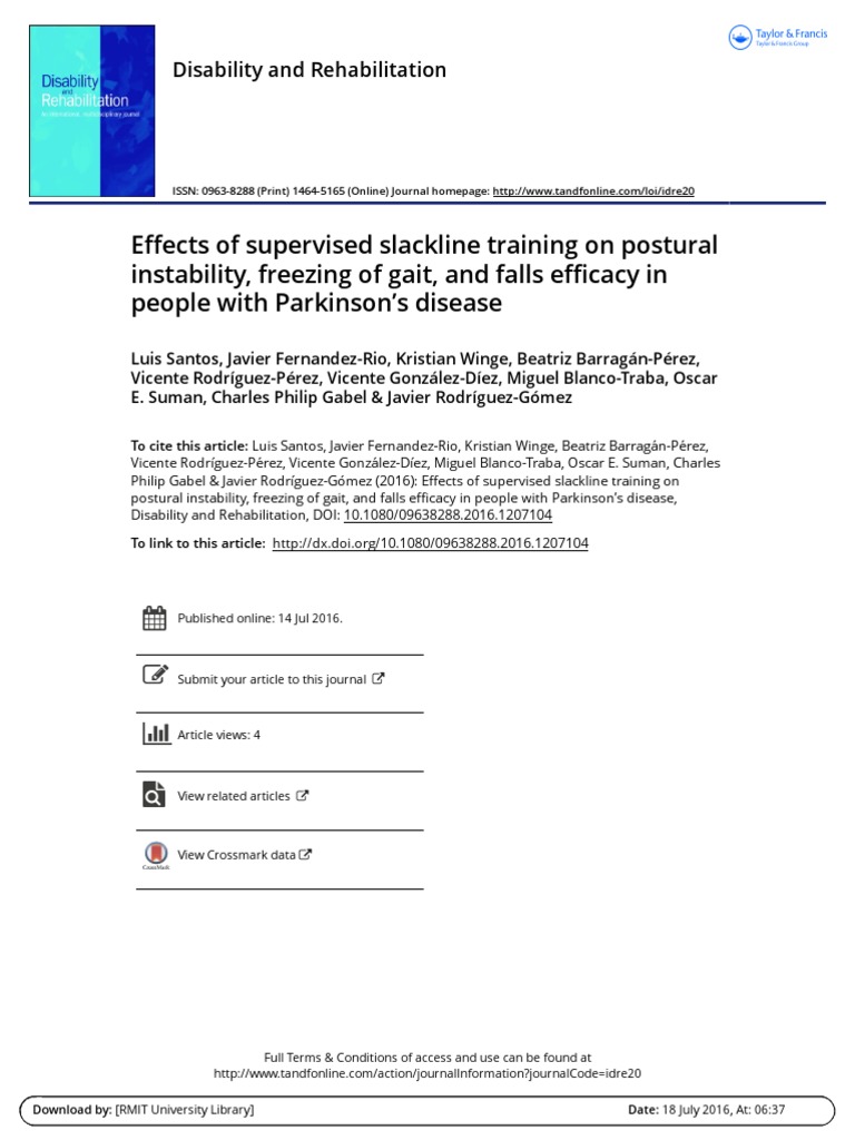 Effects of Supervised Slackline Training On PD | PDF | Balance (Ability ...