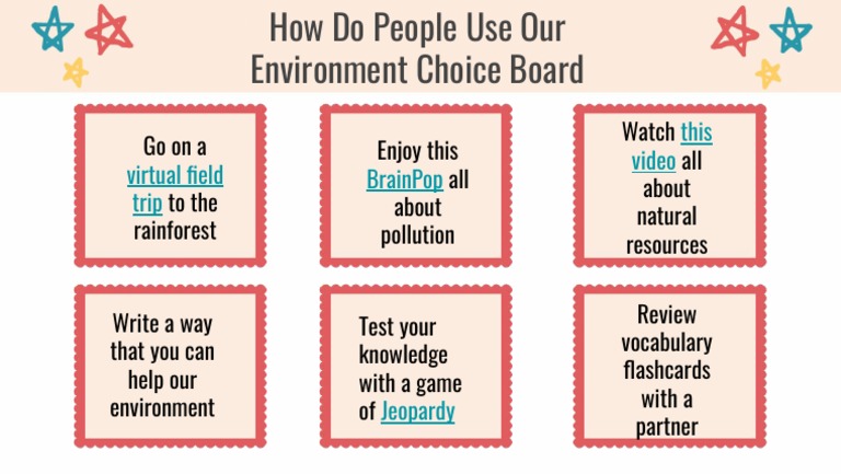 Choice Board | PDF | Games & Activities | Language Arts & Discipline