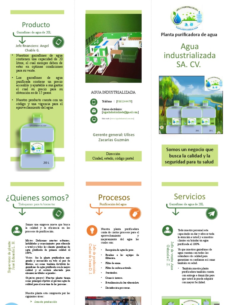 Triptico de Agua Industrializada | PDF | Agua