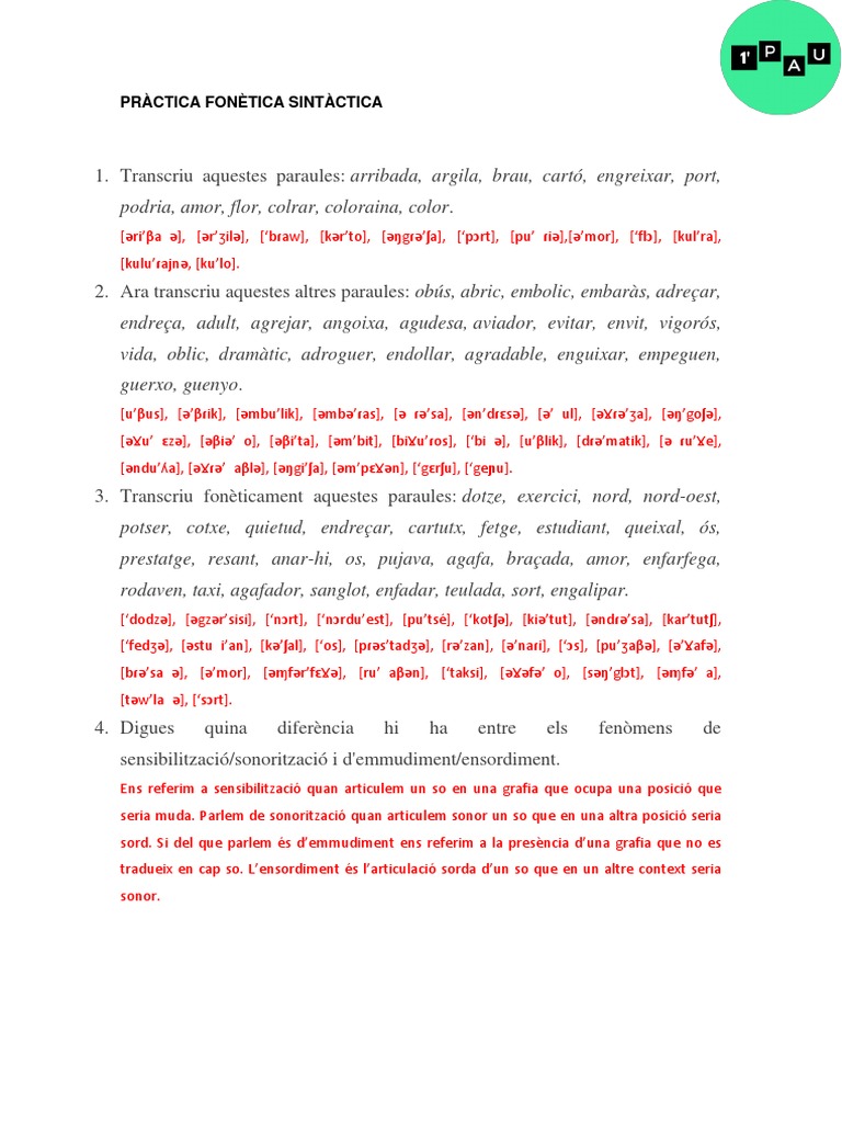 Pràctica Fonètica Sintàctica Solució | PDF