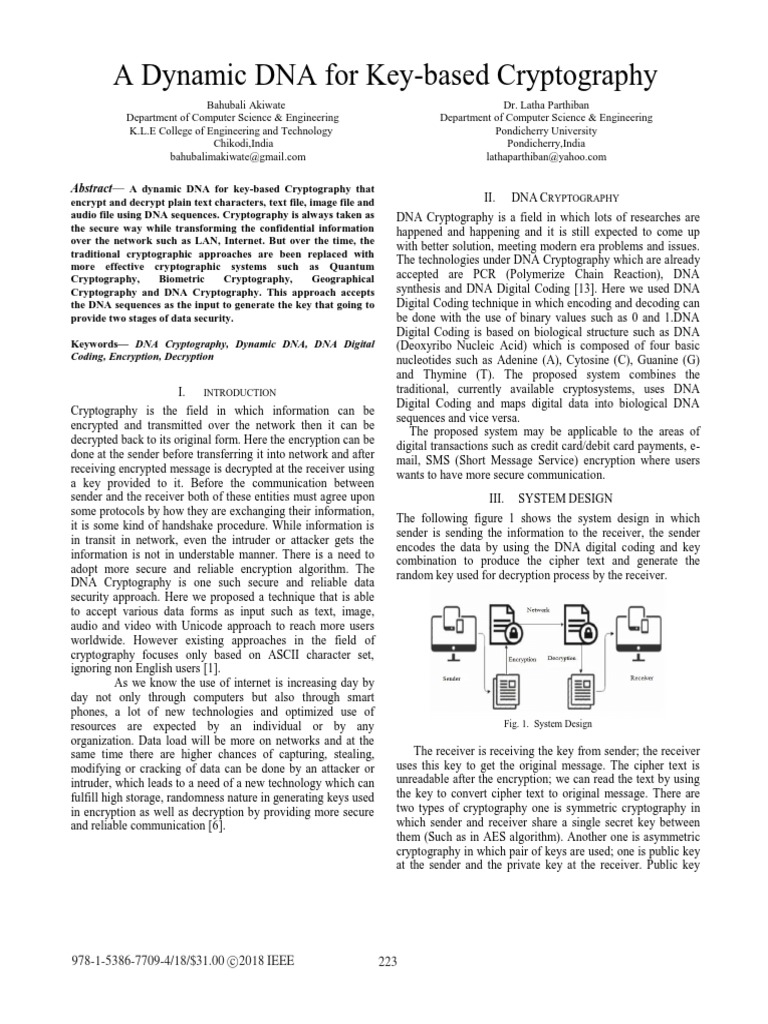 A Dynamic DNA For Key-Based Cryptography | PDF | Encryption | Key ...