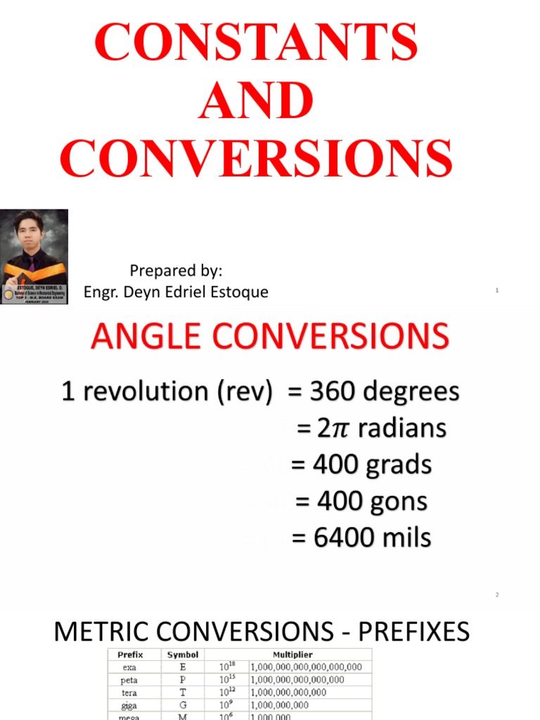 Constants and Conversions | PDF | Water | Horsepower