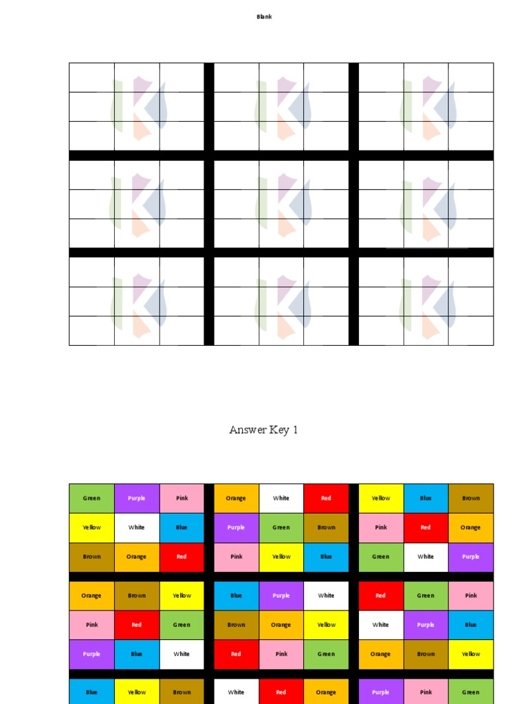 Worksheet - Color Sudoku | PDF | Green | Yellow