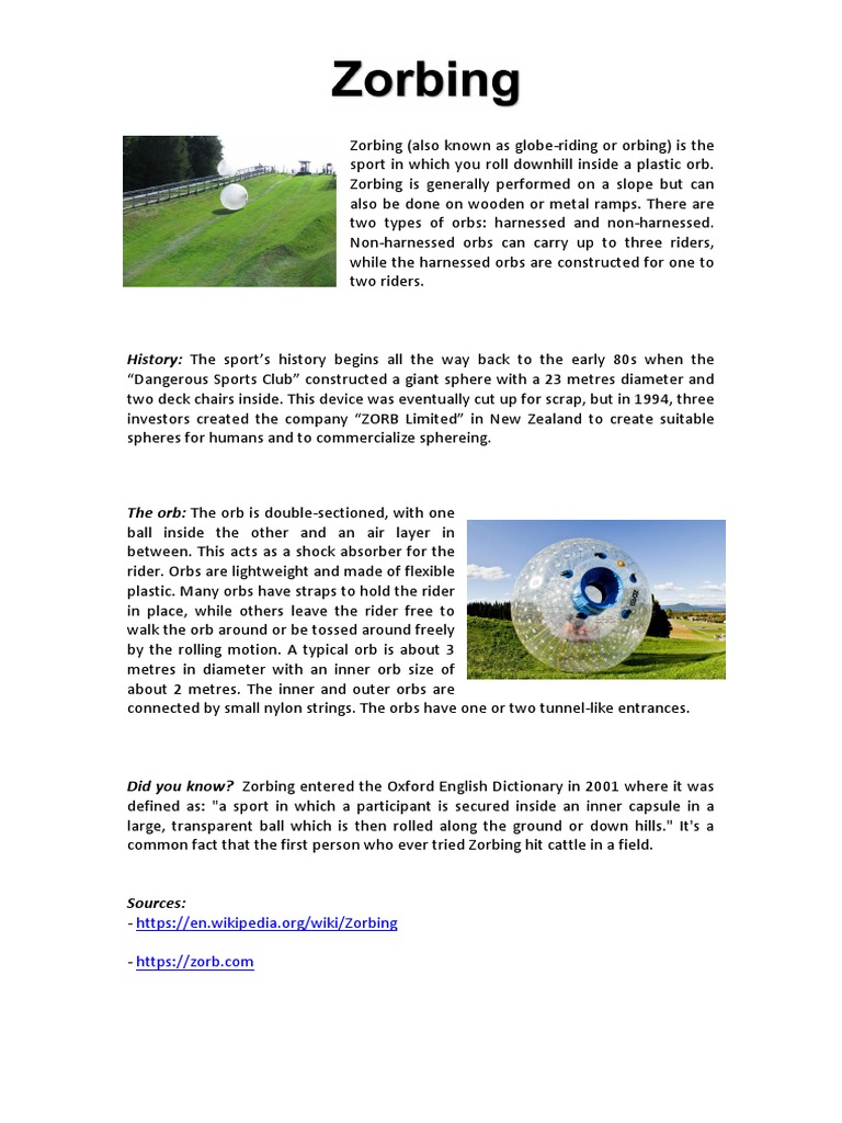 Zorbing | PDF