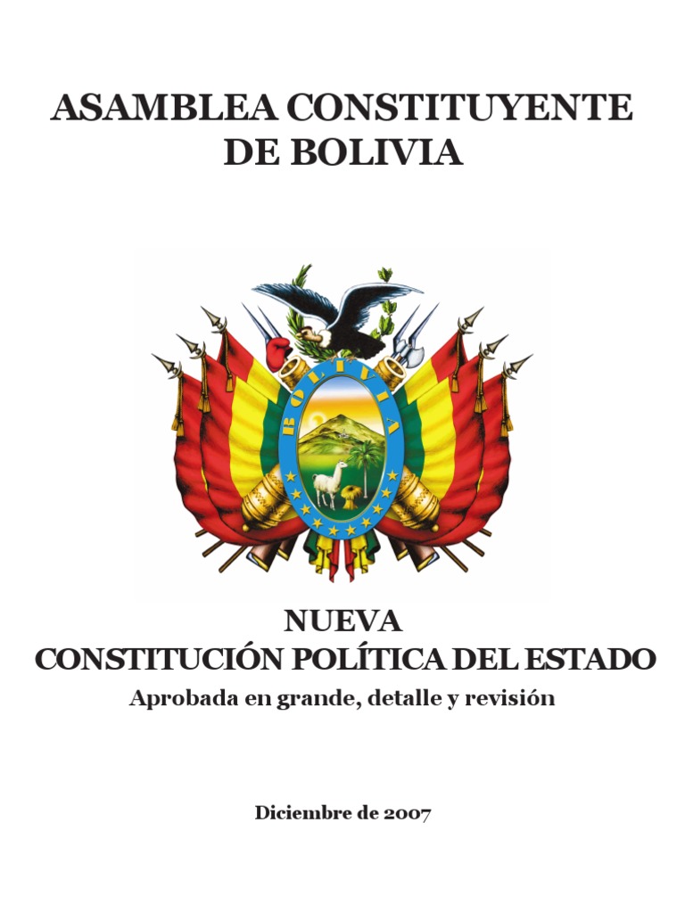 Nueva Constitución Política de Bolivia. Texto completo aprobado 2007 ...
