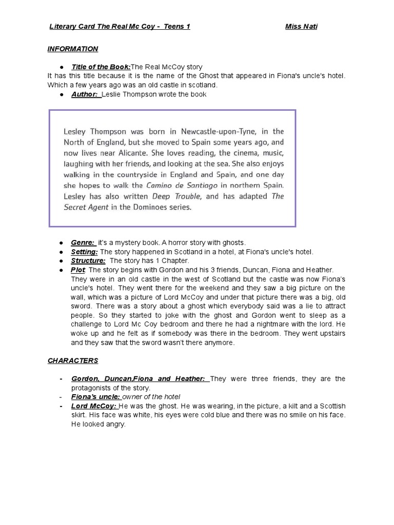 The Real MC Coy Literary Card | PDF