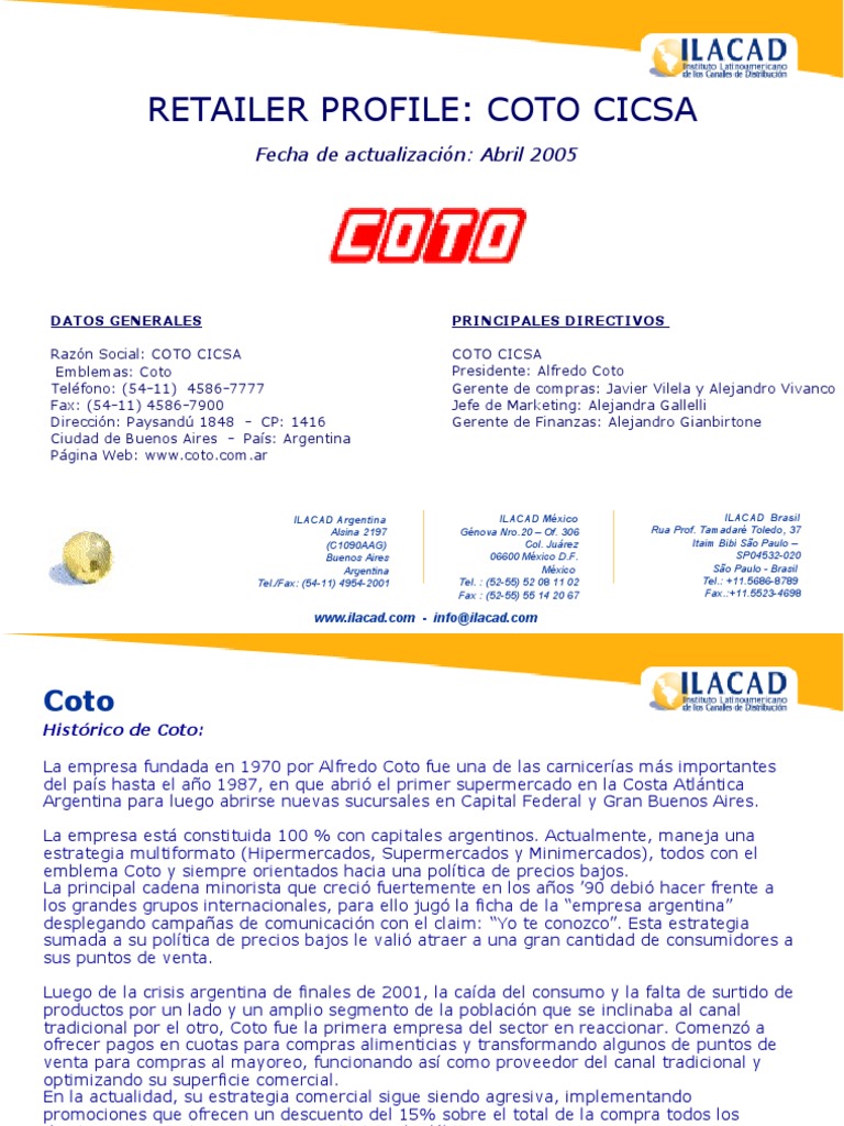 Retailer Profile Coto Cicsa | PDF | Buenos Aires | Venta al por menor