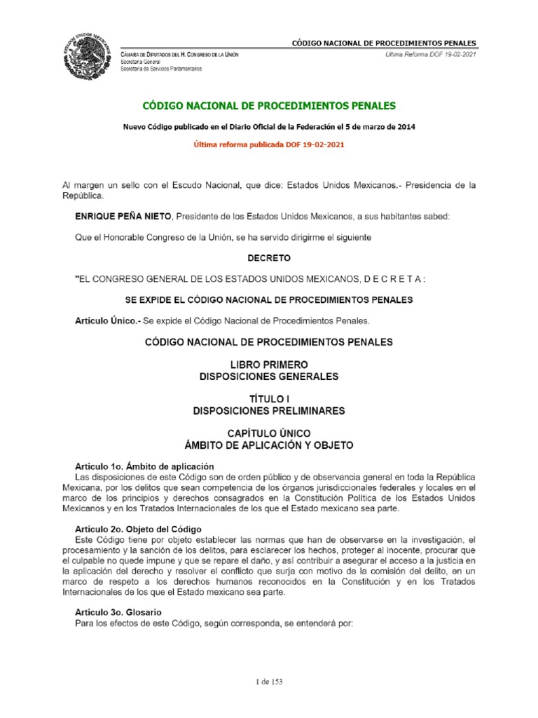 Código Nacional de Procedimientos Penales - CNPP - 190221 | PDF