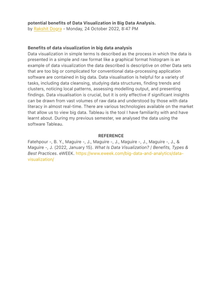 Potential Benefits of Data Visualization in Big Data Analysis. | PDF | Computers
