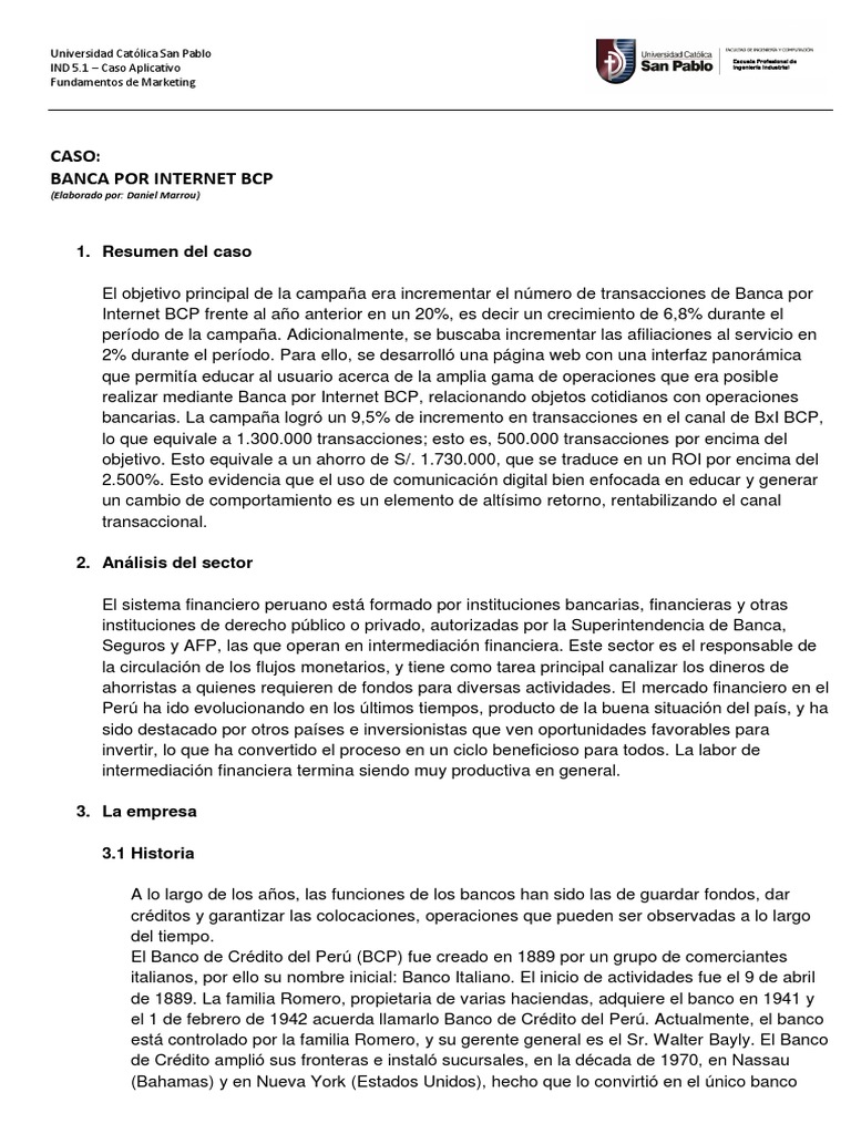 Caso BCP | PDF | Bancos | Servicios financieros