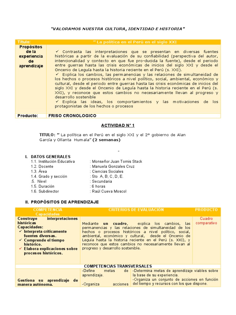 Actividad 2 de 5to Eda 2 | PDF | Aprendizaje | Perú