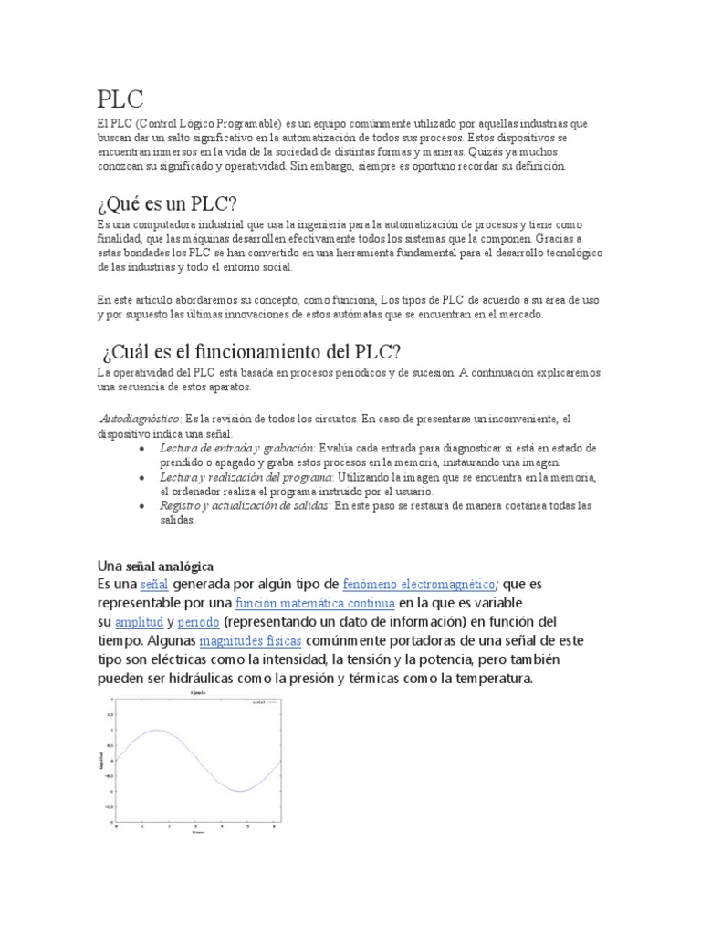¿Qué Es Un PLC?: Señal Fenómeno Electromagnético Función Matemática Continua Amplitud Periodo ...