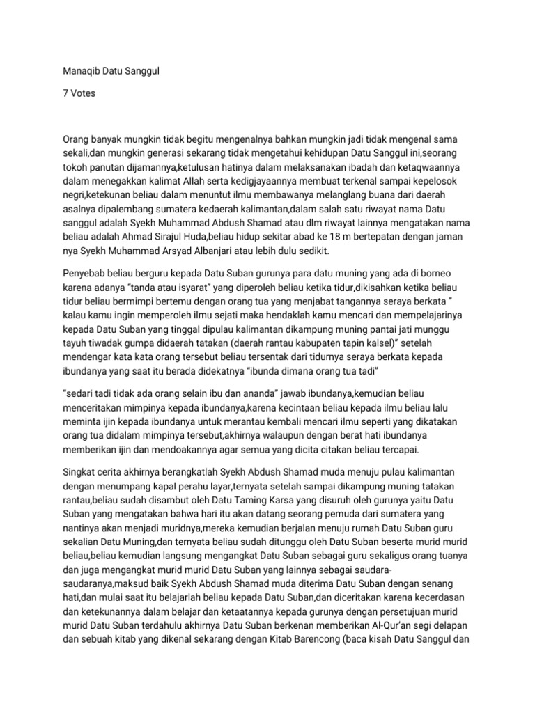 Manaqib Datu Sanggul | PDF | Agama & Spiritualitas