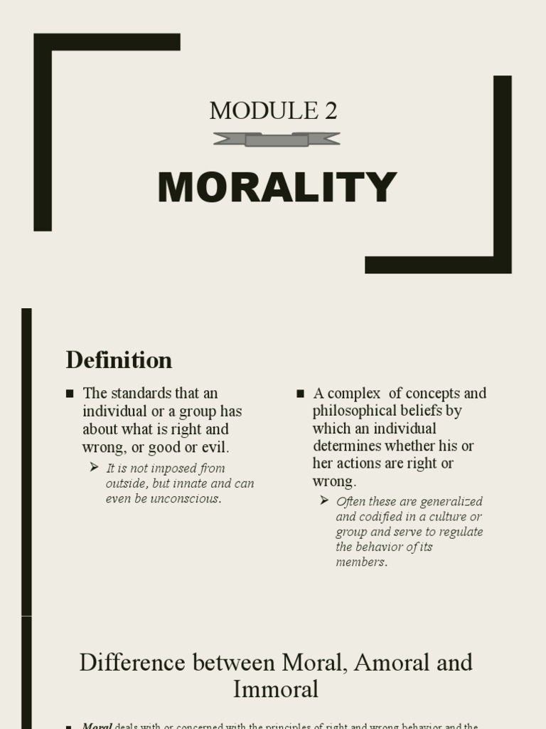 Module 2 Morality Pdf Morality Good And Evil