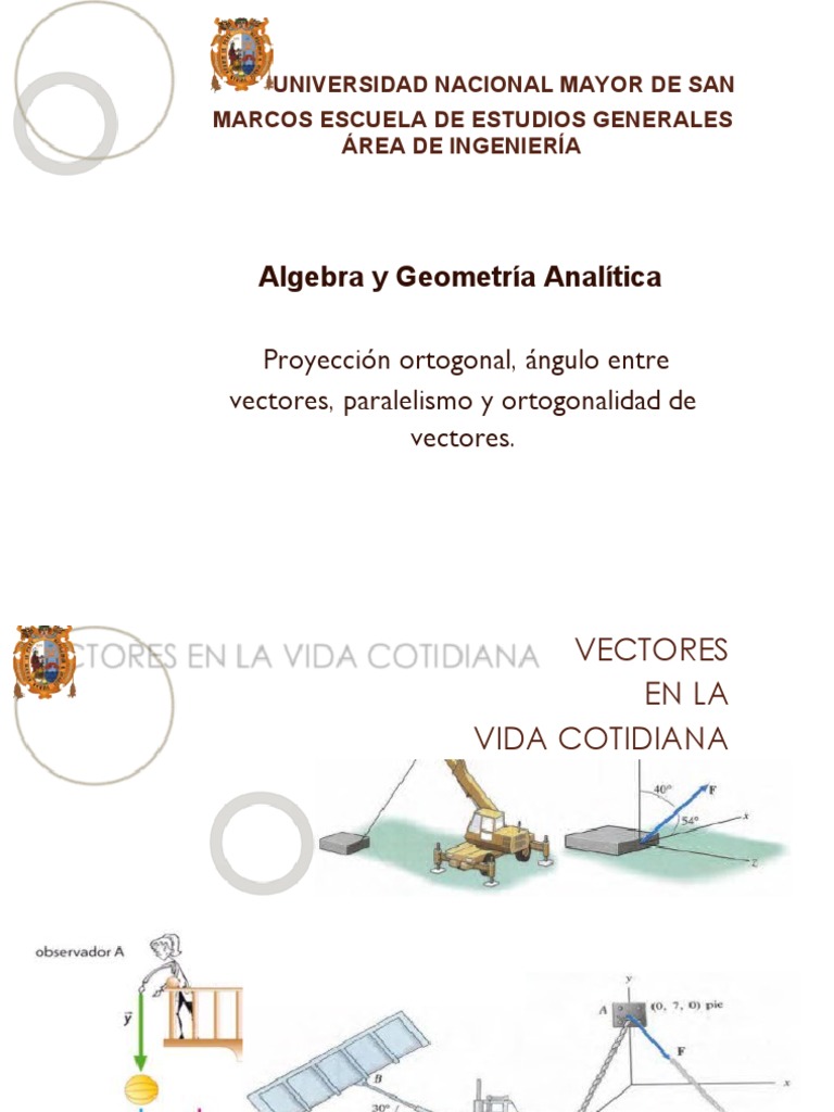 Proyección y ángulos de vectores | PDF | Vector Euclidiano | Ortogonalidad