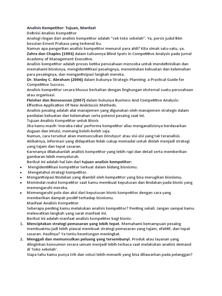 Analisis Kompetitor | PDF