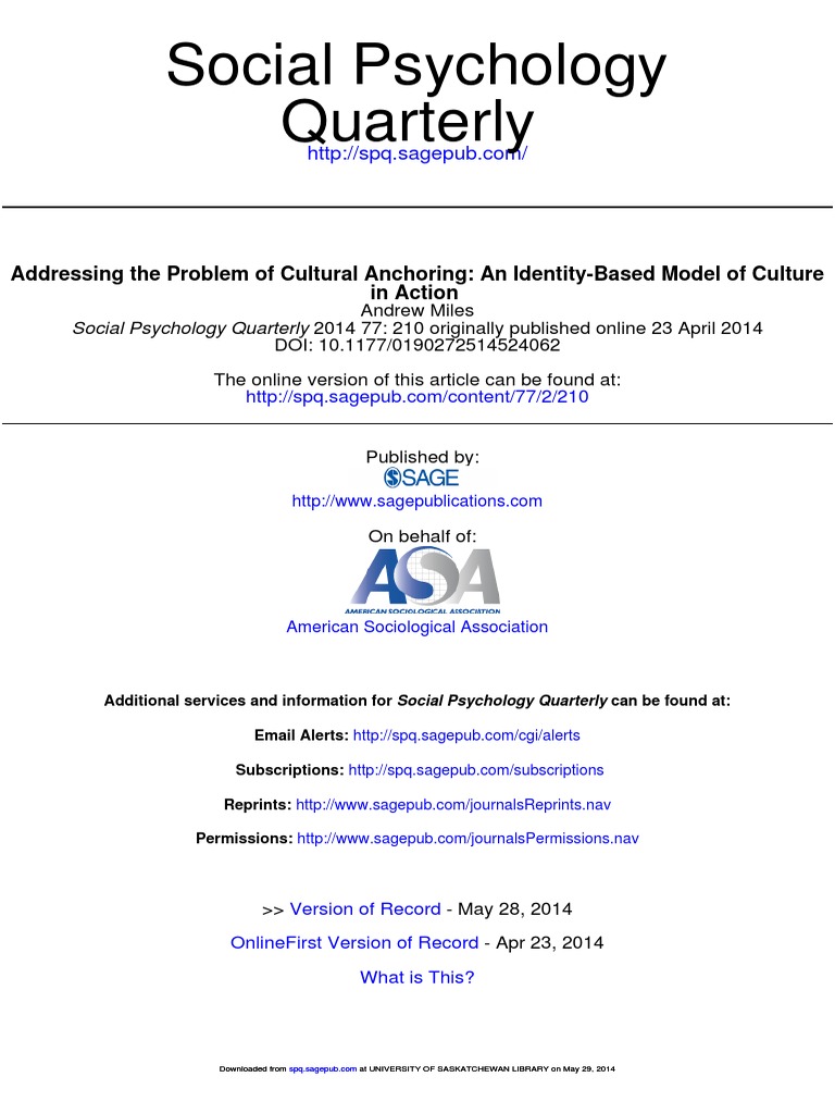 Identity-Based Model of Cultural Action | PDF | Identity (Social ...