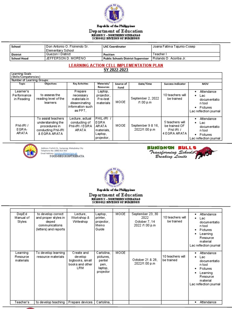 Learning Action Cell Plan 2022-2023 | PDF | Educational Technology ...