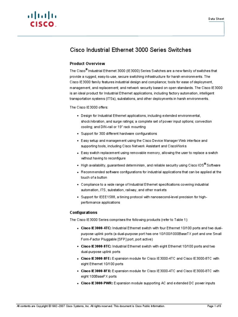 Ie 3000 Datasheet | PDF | Computer Network | Port (Computer Networking)