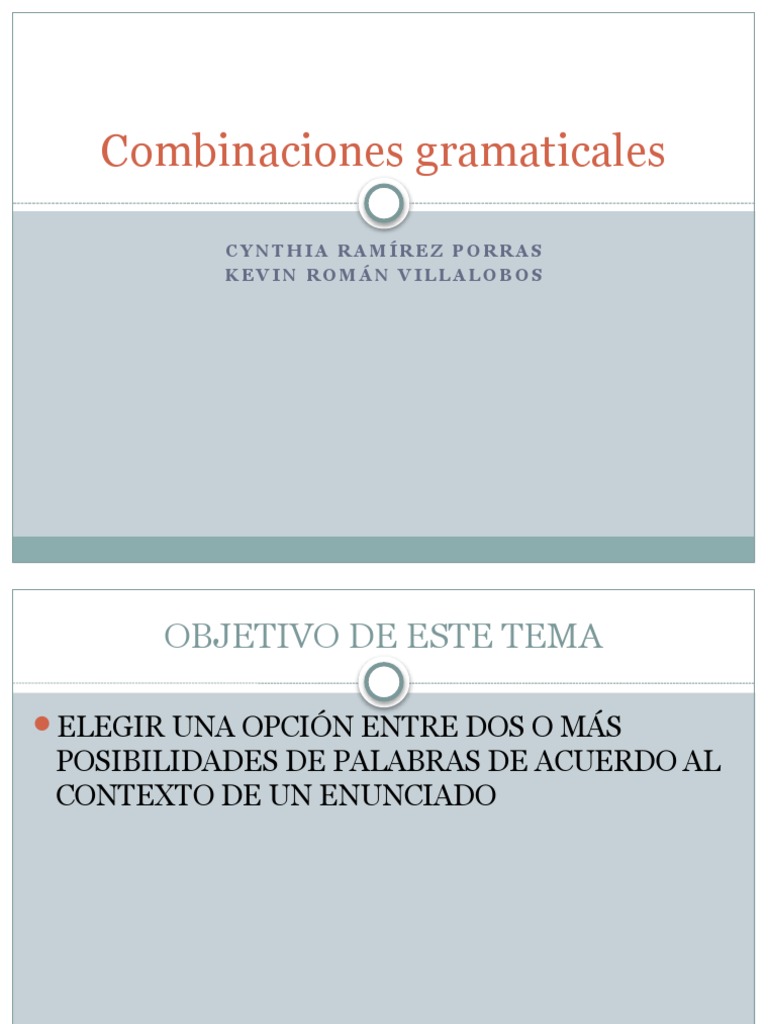 Combinaciones Gramaticales | PDF | Lingüística