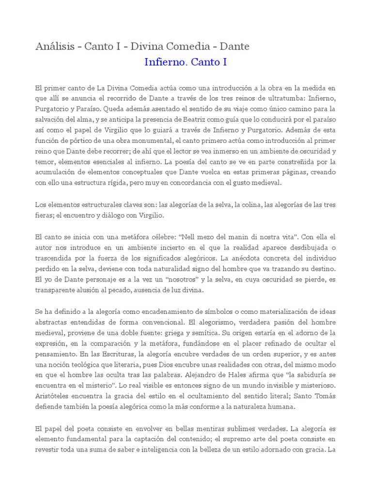 Análisis de La Divina Comedia | PDF | Divina Comedia | Dante Alighieri