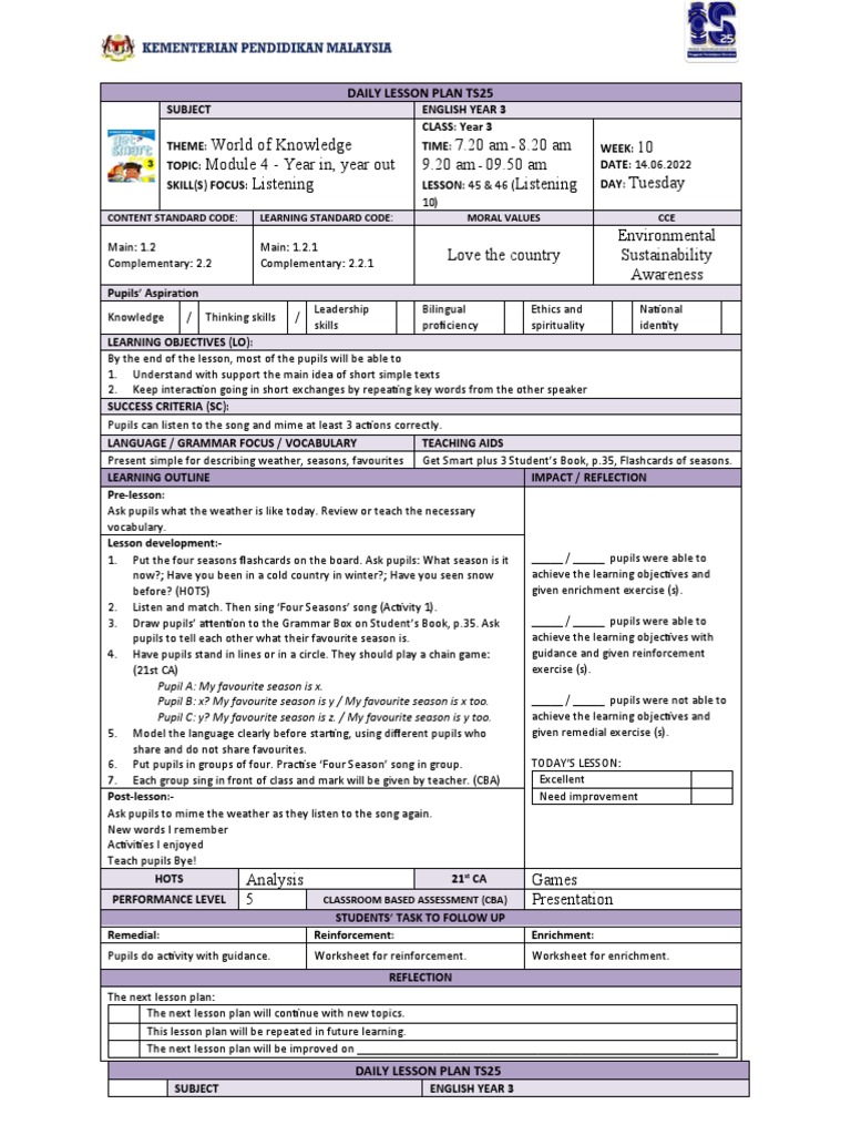 Bi Y3 LP TS25 Module 4 (LP49-64) | PDF | Lesson Plan | Teachers