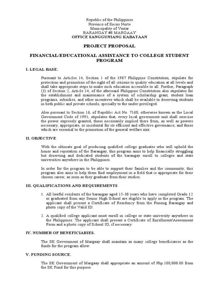 Project Proposal - Educational Assistance | PDF | Justice | Crime ...