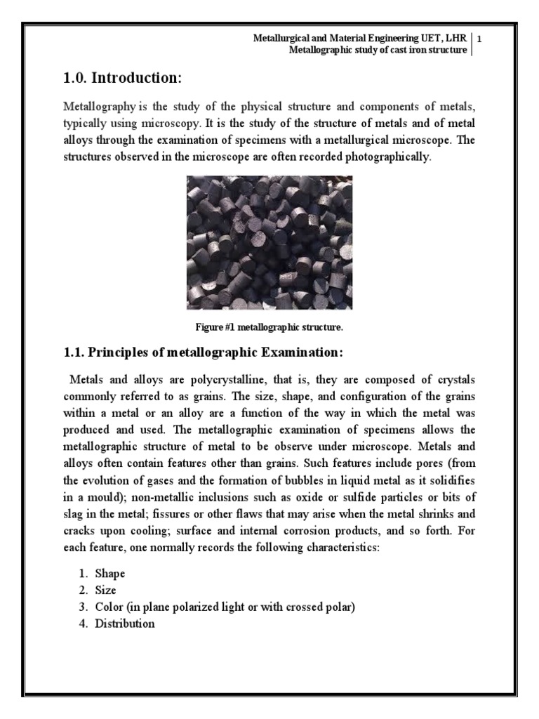 Metallograpy Study of Cast Iron Structure | PDF | Cast Iron | Iron
