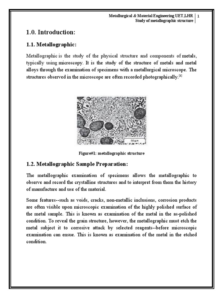 Study of Metallography Structure | PDF | Metallurgy | Industrial Processes