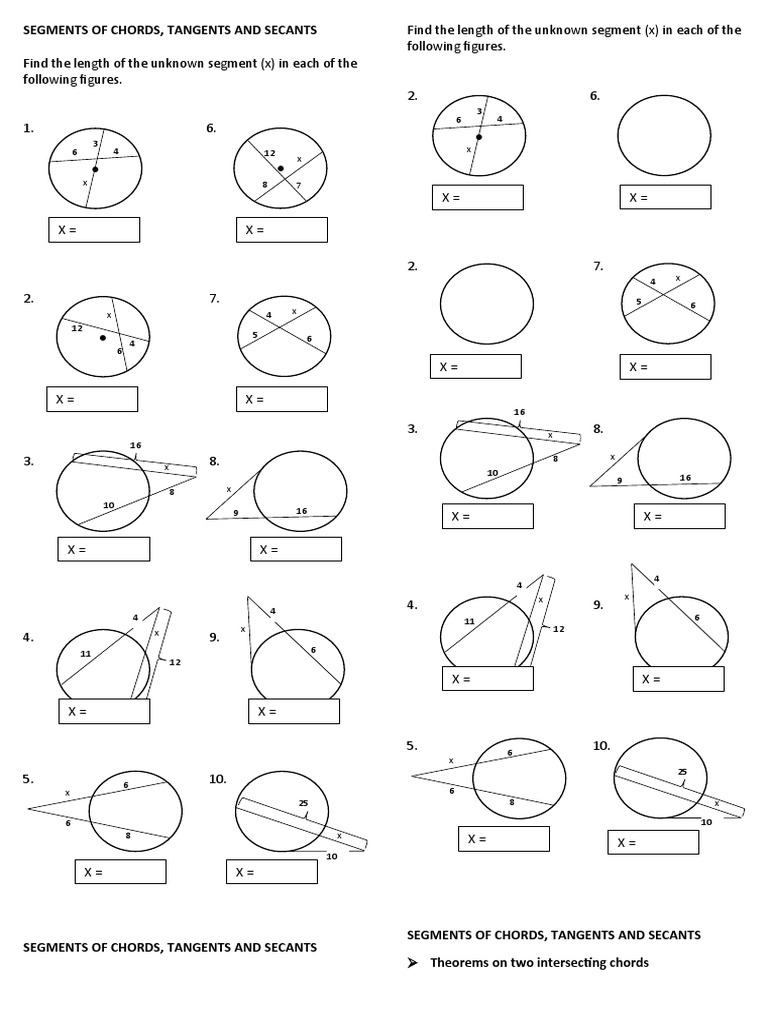 Segment of Chords, Secant and Tangent | PDF | Trigonometric Functions ...