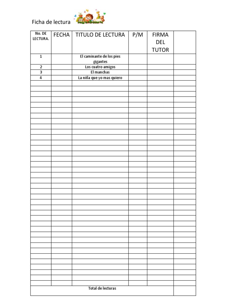 Ficha de Lecturas 3° A | PDF