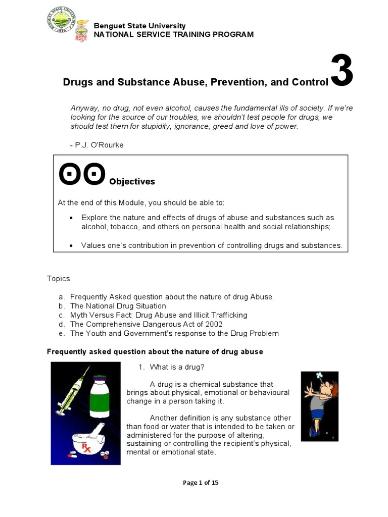 Module 3 Drugs and Substance Abuse Prevention and Control | PDF ...