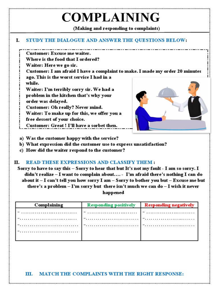 Making and Responding To Complaints CLT Communicative Language Teaching Resources - 2022 | PDF