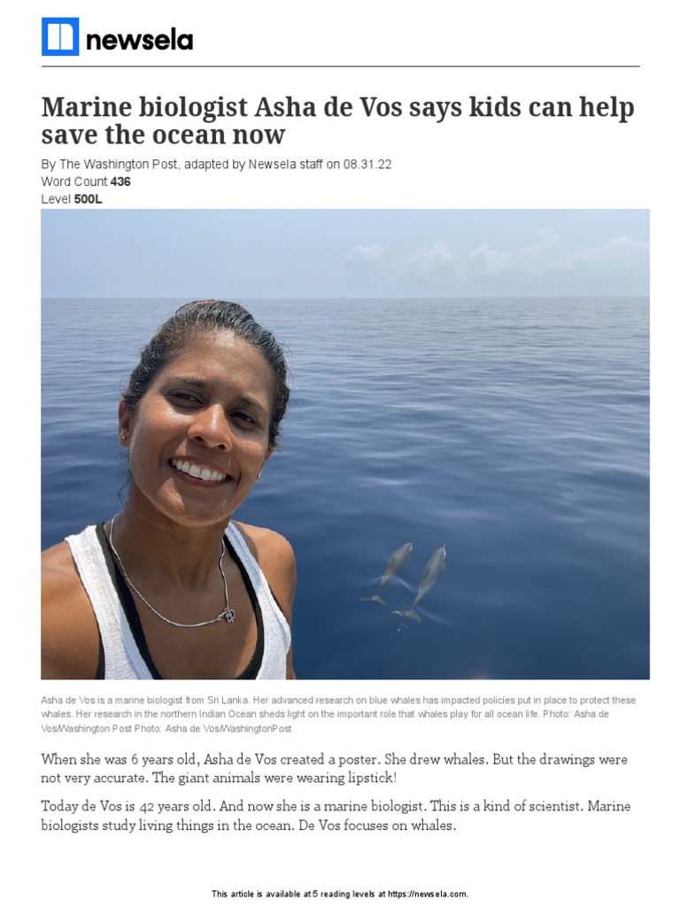 Marine Biologist Kids Save Ocean 2001031679 Article Quiz and Answers ...