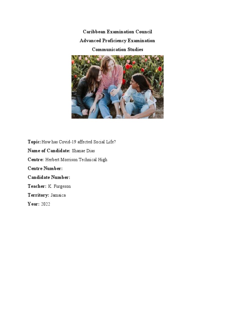 Communication Studies Sample SBA | PDF | Sociology | Paranoia