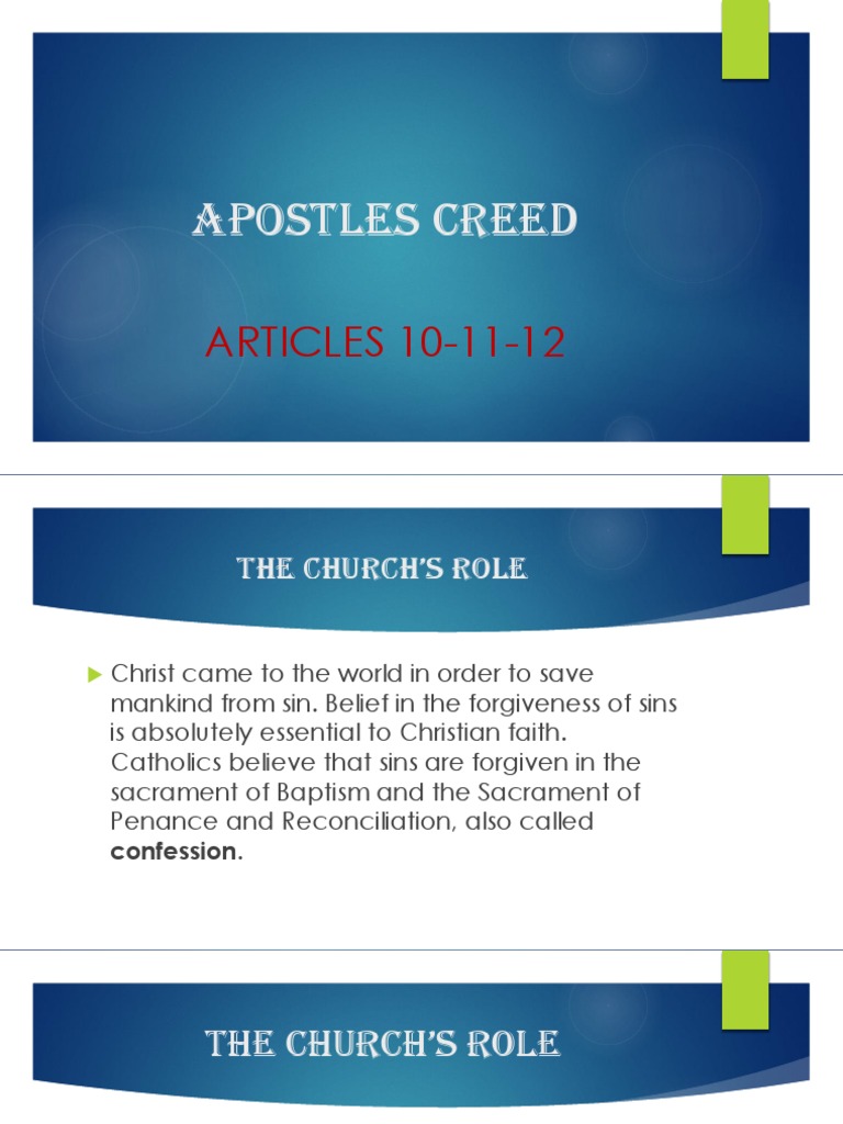 Apostles Creed Articles 10-11-12 | PDF | Catholic Church | Penance