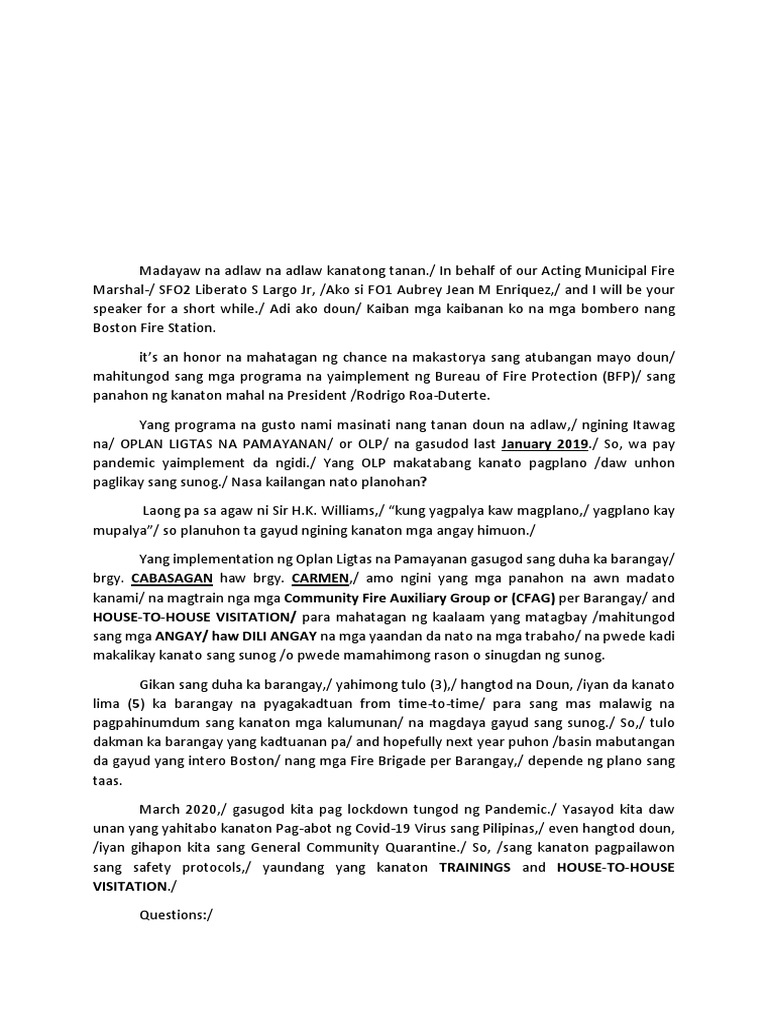 Short Lecture Speech | PDF